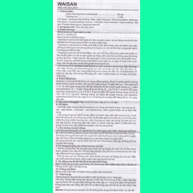 Waisan là thuốc gì? giá bao nhiêu? mua ở đâu? trị bệnh gì?
