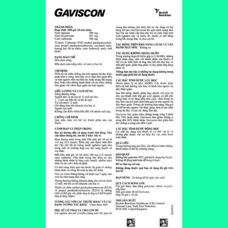 Gaviscon là thuốc gì? Giá bao nhiêu, mua ở đâu? Có tác dụng gì?