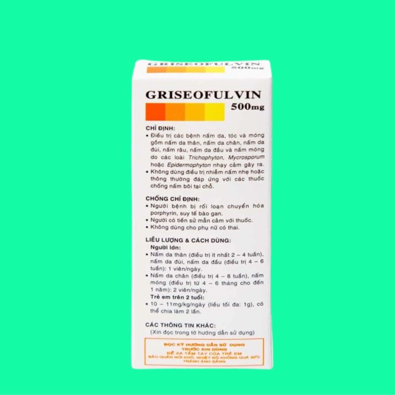 Thuốc Griseofulvin 500mg là thuốc gì? giá bao nhiêu? Mua ở đâu?