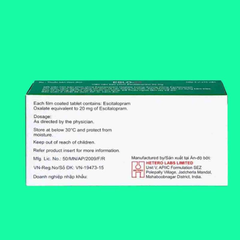 Eslo 20 là thuốc gì? giá bao nhiêu? trị bệnh gì? mua ở đâu?