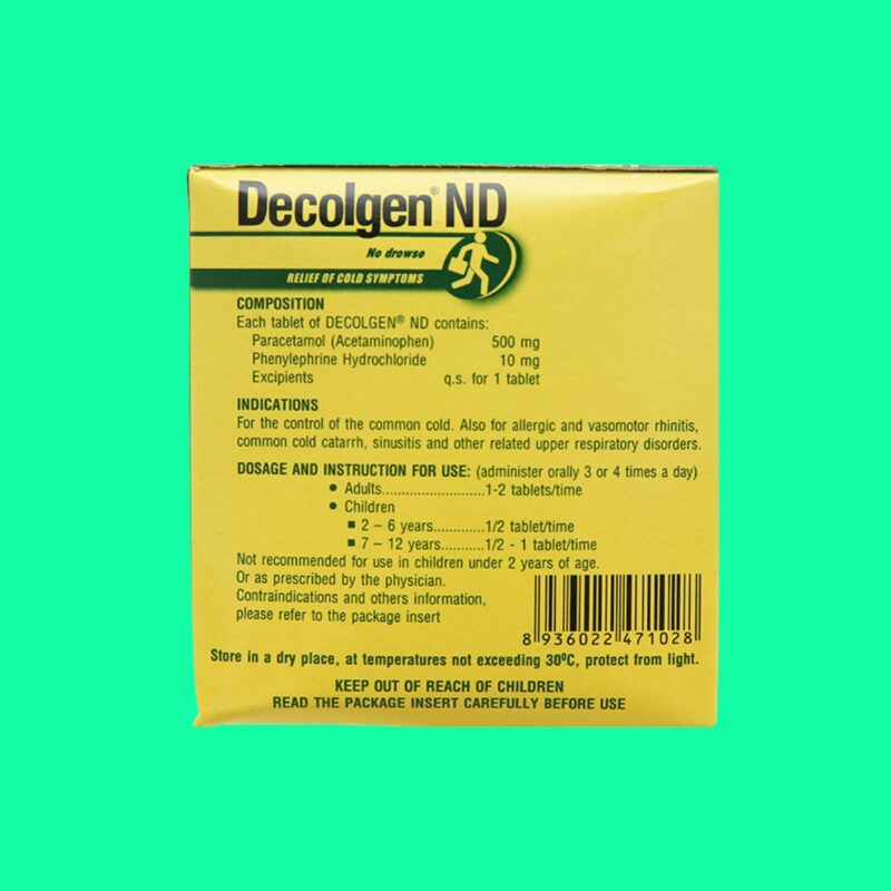 Thuốc cảm cúm Decolgen ND xanh vỉ 4 viên? giá bao nhiêu? mua ở đâu?