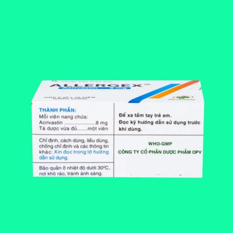 Thuốc Allergex 8mg: công dụng, liều dùng, lưu ý tác dụng phụ