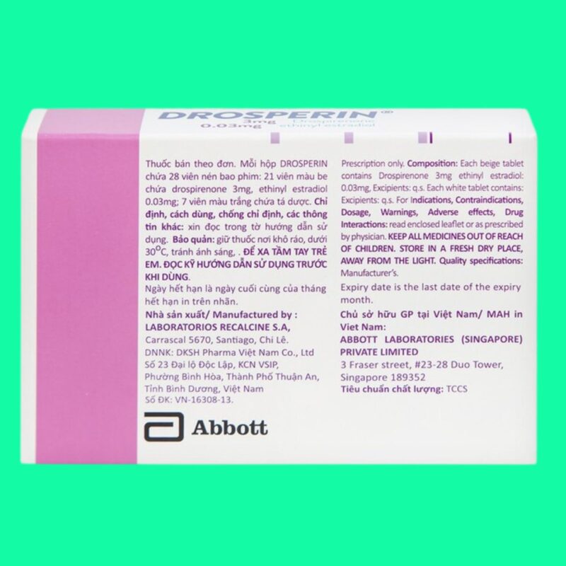 Thuốc Drosperin là thuốc gì? giá bao nhiêu? mua ở đâu? có tác dụng gì?