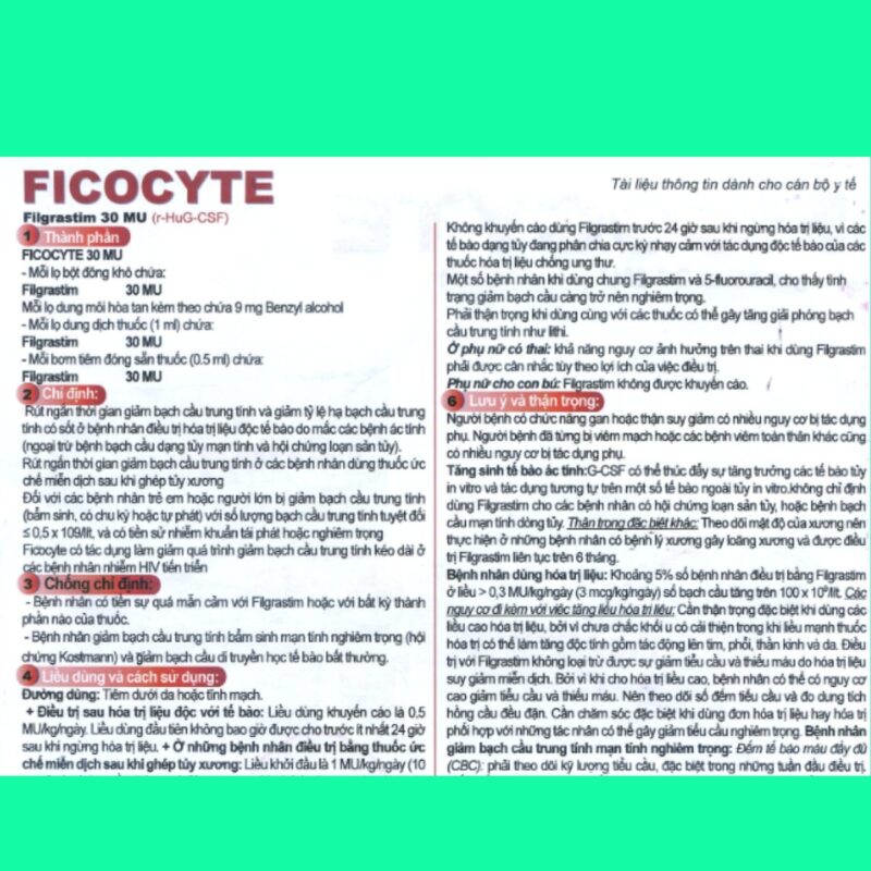 Thuốc Ficocyte là thuốc gì? giá bao nhiêu? mua ở đâu? có tác dụng gì?
