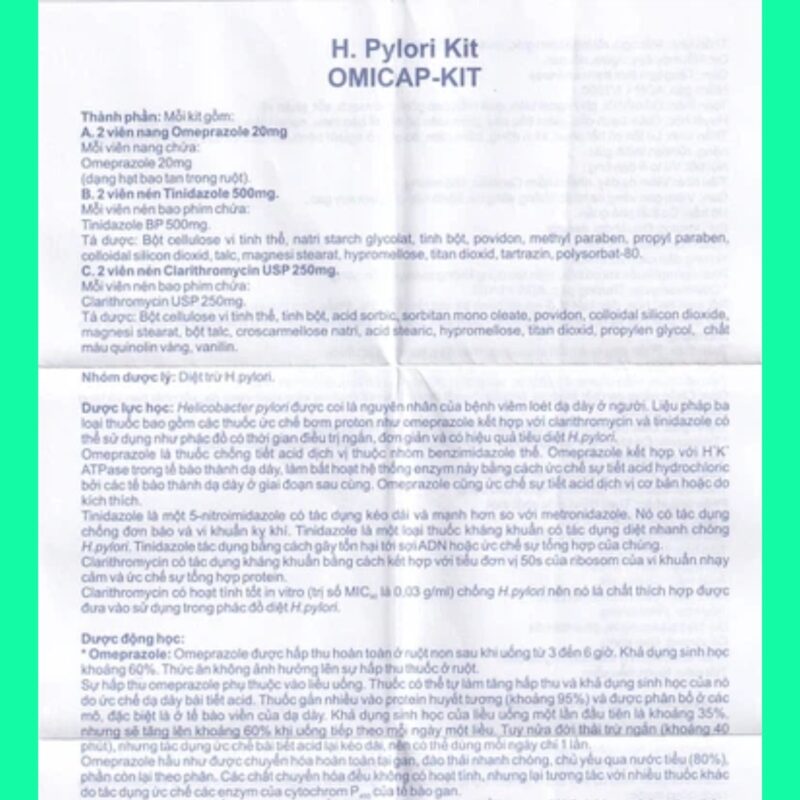 Thuốc Omicap-Kit là thuốc gì? giá bao nhiêu? mua ở đâu? có tác dụng gì?