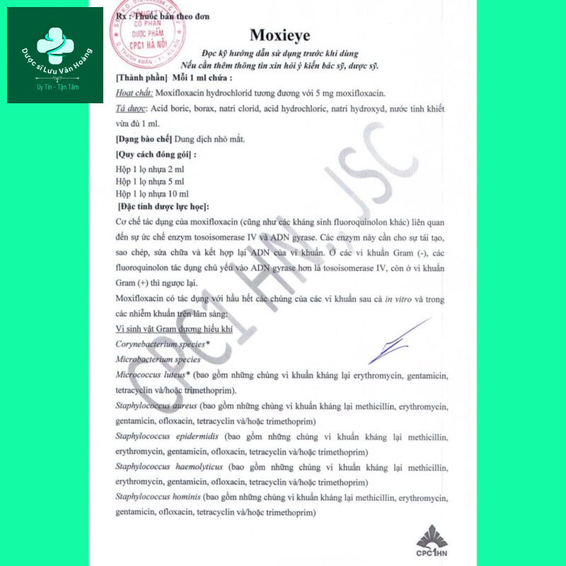 Thuốc Moxieye là thuốc gì? giá bao nhiêu? mua ở đâu? có tác dụng gì?