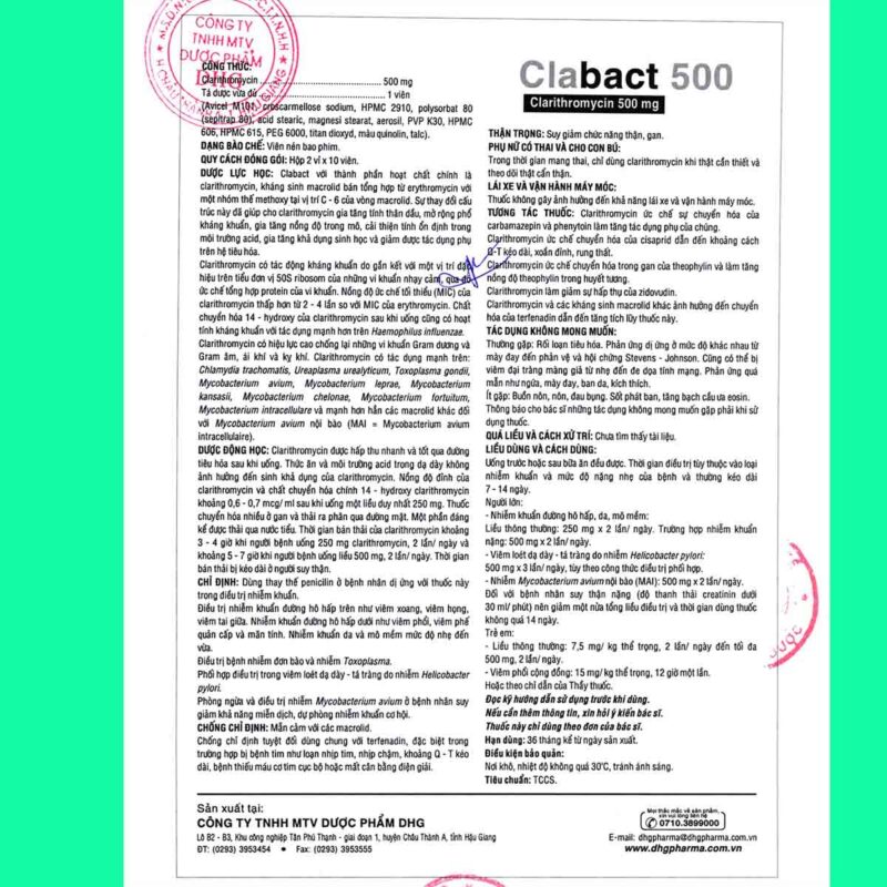 Thuốc Clabact 500mg là thuốc gì? giá bao nhiêu? mua ở đâu?