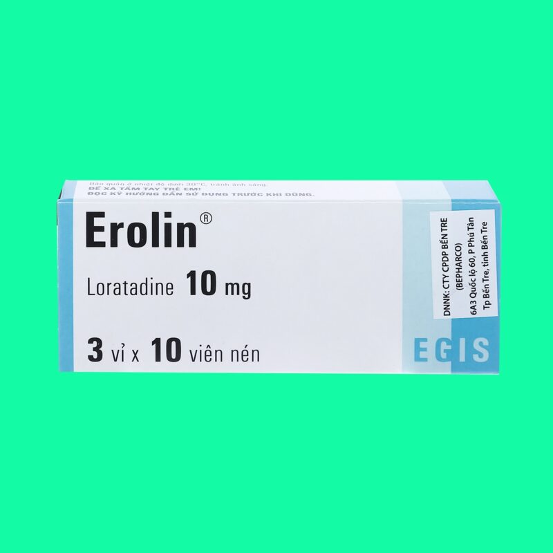 Thuốc Erolin 10mg: Công dụng, liều dùng, lưu ý tác dụng phụ, giá bán
