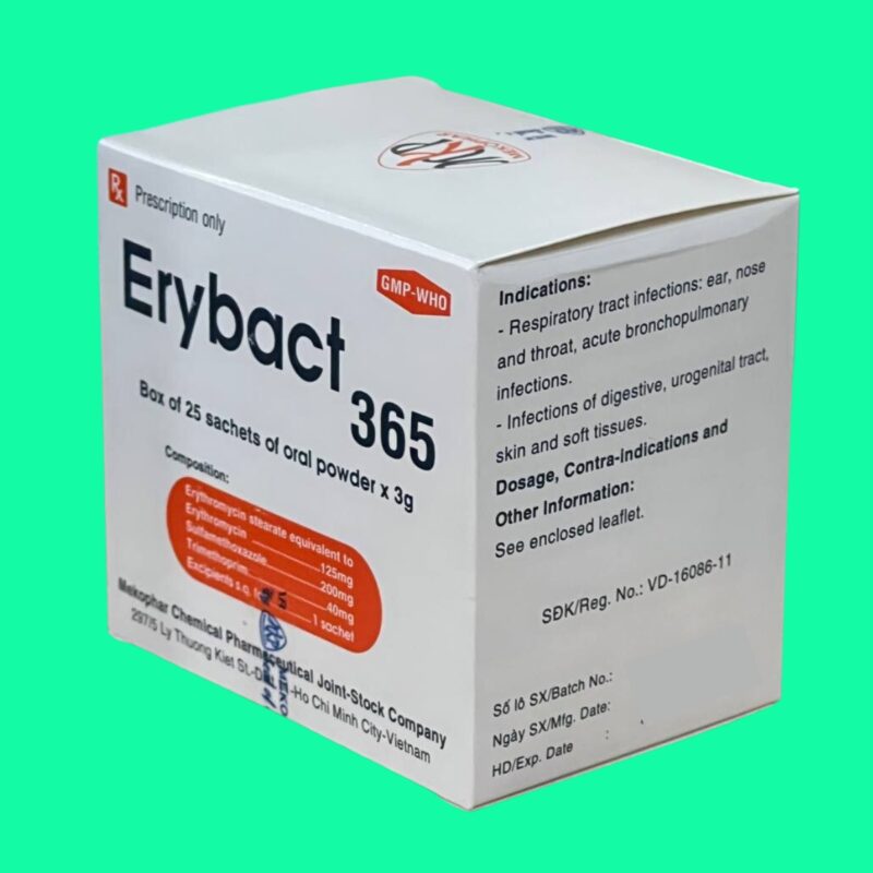 Thuốc Erybact 365 (dạng bột): Công dụng, liều dùng, lưu ý tác dụng phụ ...