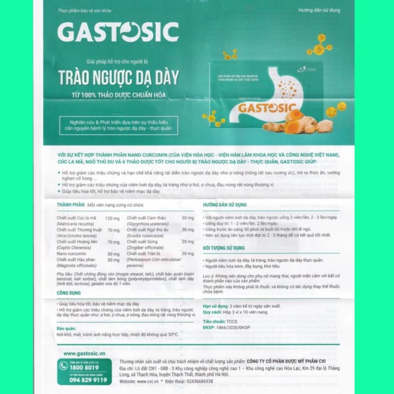 Thuốc Gastosic: Công dụng, liều dùng và lưu ý tác dụng phụ