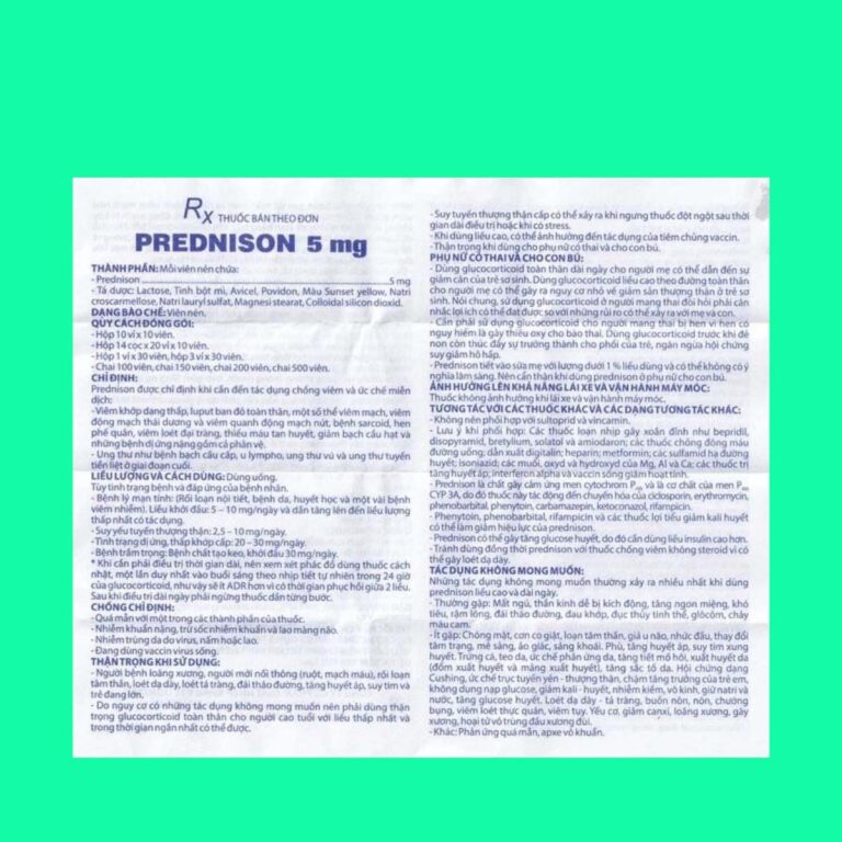 Thuốc Prednison 5mg là thuốc gì? giá bao nhiêu? mua ở đâu?