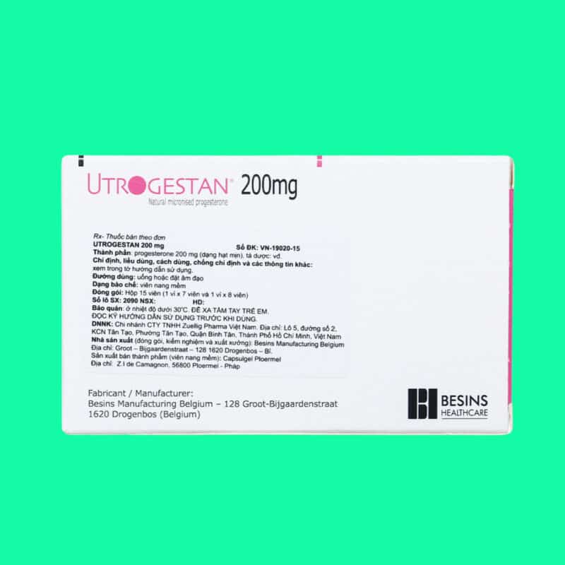 Thuốc Utrogestan 200mg: Công dụng, liều dùng, lưu ý tác dụng phụ, giá bán