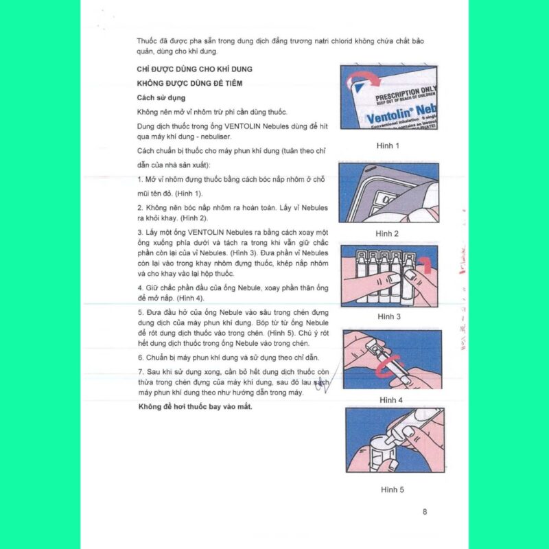 Thuốc Ventolin Nebules 2,5ml: Công dụng, liều dùng, tác dụng phụ, giá