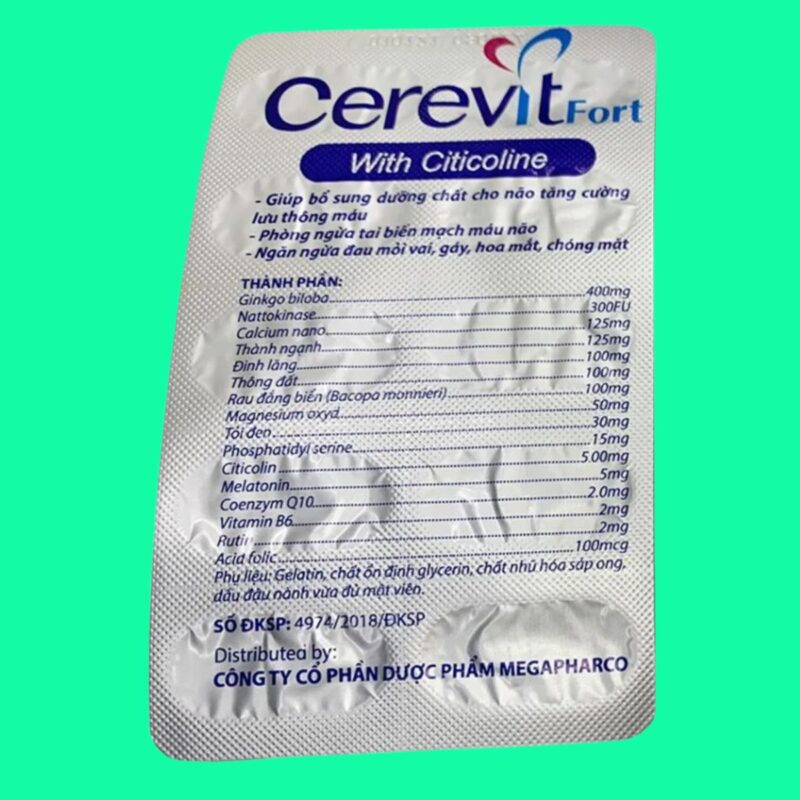 Cerevit Fort: Công dụng, liều dùng, lưu ý tác dụng phụ, giá bán