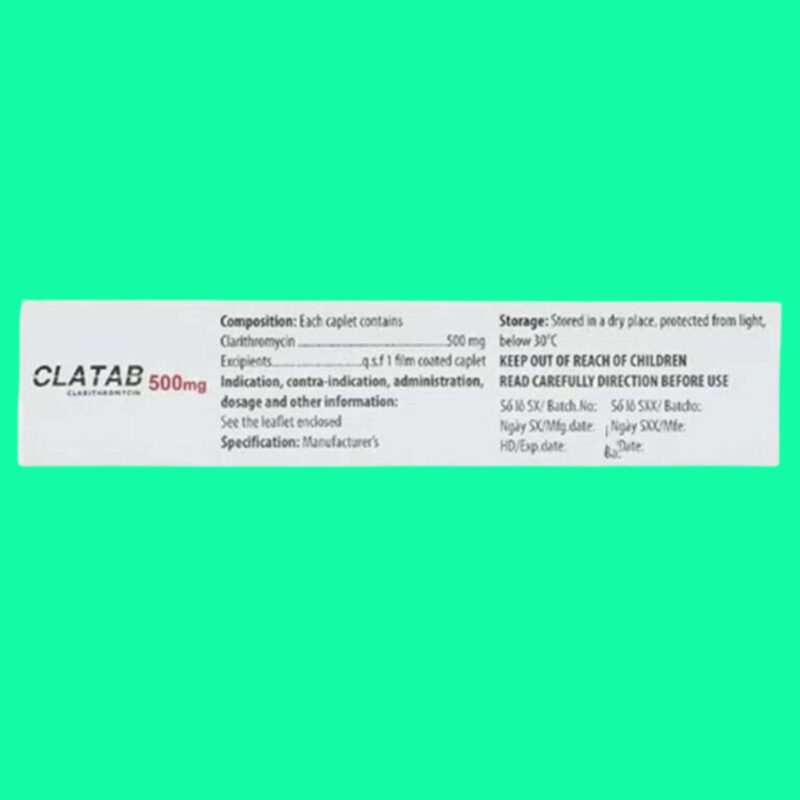 Thuốc Clatab 500: Công dụng, liều dùng, lưu ý tác dụng, giá bán