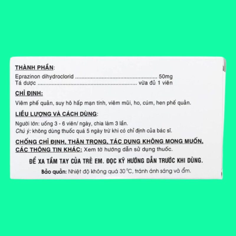 Thuốc Eprazinon là thuốc gì? Có tác dụng gì? Giá bao nhiêu? Mua ở đâu?