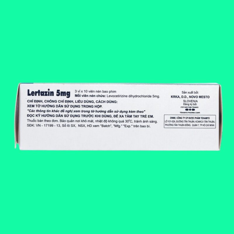 Thuốc Lertazin 5mg là thuốc gì? Có tác dụng gì? Giá bao nhiêu? Mua ở đâu?