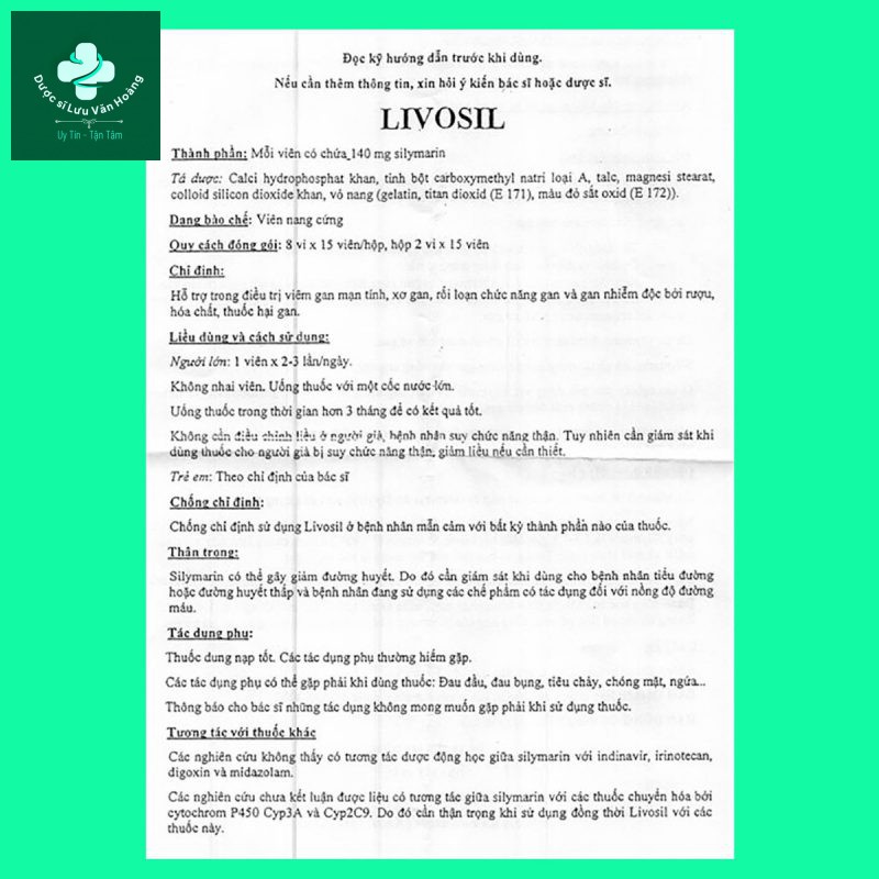 Thuốc Livosil là thuốc gì? Có tác dụng gì? Giá bao nhiêu? Mua ở đâu?