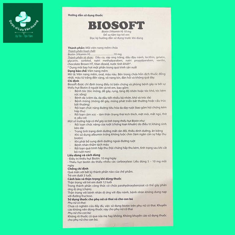 Thuốc Biosoft hỗ trợ thiếu hụt biotin - Dược sĩ Lưu Văn Hoàng