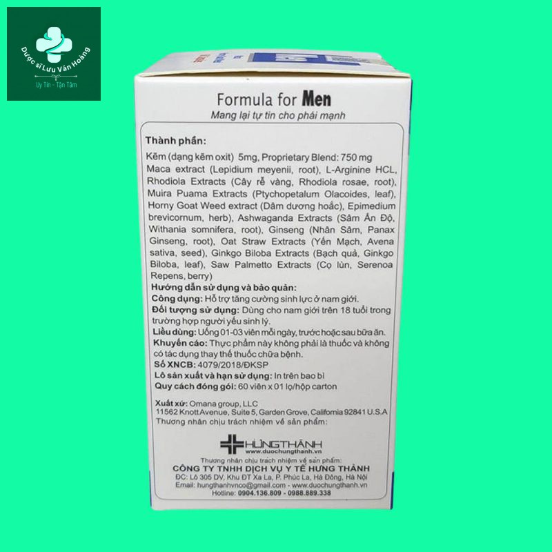 Thuốc Formula For Men cải thiện sinh lý - Dược sĩ Lưu Văn Hoàng