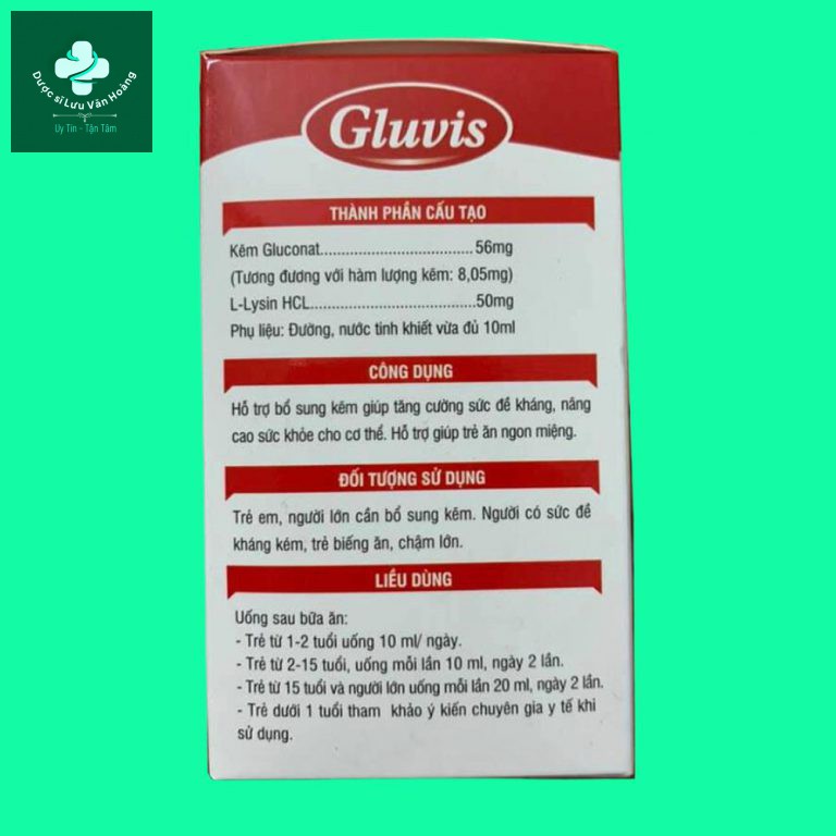 Thuốc Kẽm Gluvis 10ml - Dược sĩ Lưu Văn Hoàng