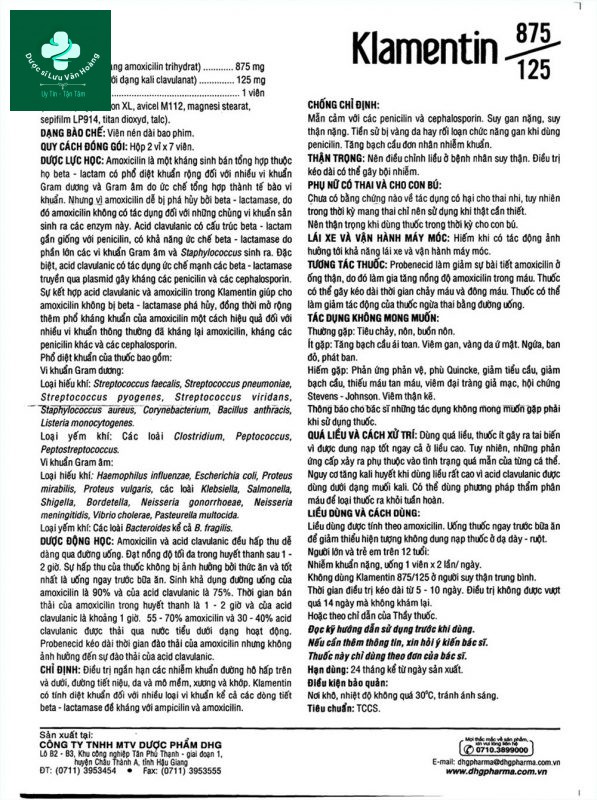 Thuốc Klamentin điều trị nhiễm khuẩn - Dược sĩ Lưu Văn Hoàng