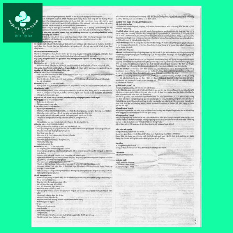 Thuốc Tavanic điều trị nhiễm khuẩn - Dược sĩ Lưu Văn Hoàng