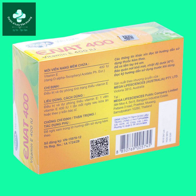 Thuốc Enat 400 ngừa và điều trị thiếu vitamin E - Dược sĩ Lưu Văn Hoàng