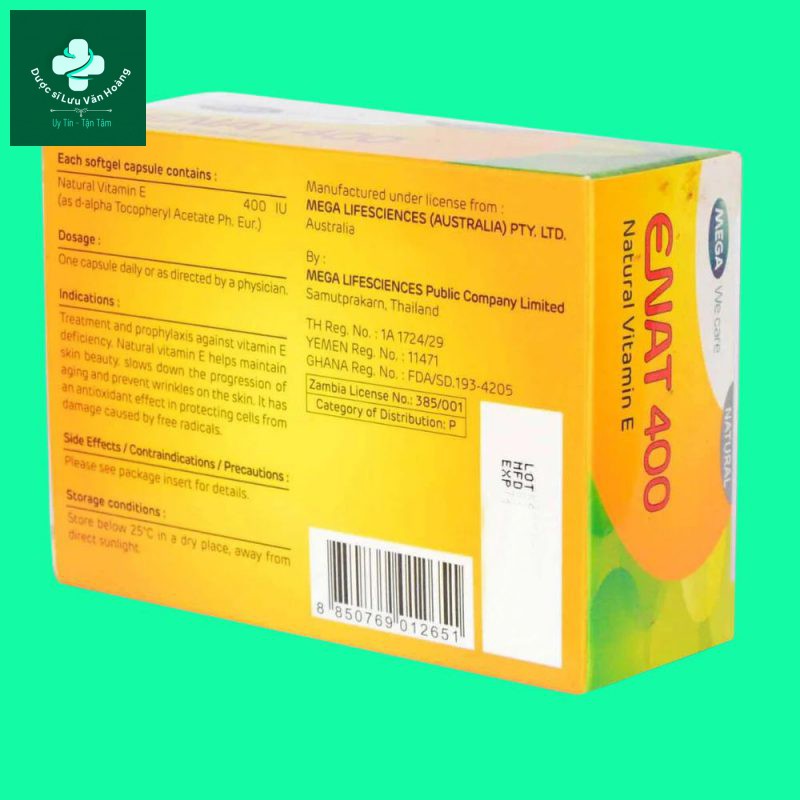 Thuốc Enat 400 ngừa và điều trị thiếu vitamin E - Dược sĩ Lưu Văn Hoàng
