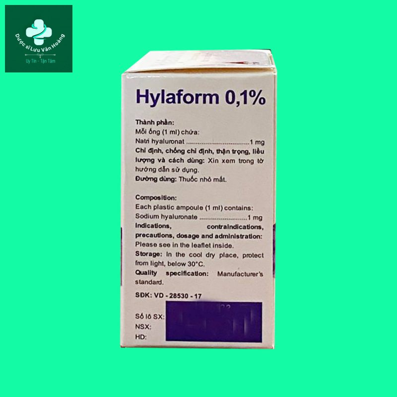 Thuốc Hylaform 0,1% - điều trị hội chứng khô mắt - Dược sĩ Lưu Văn Hoàng