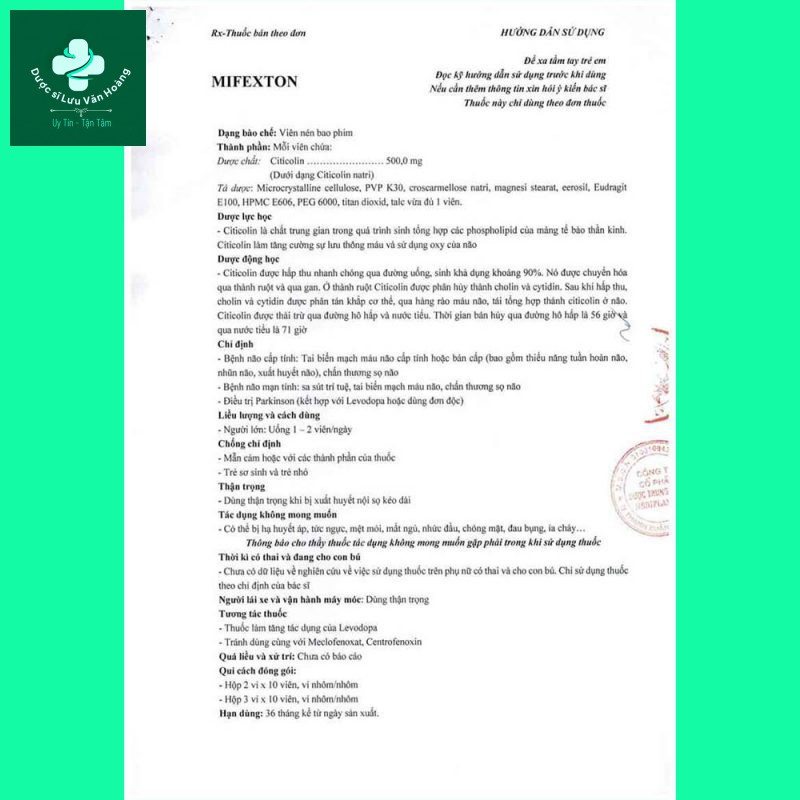 Thuốc Mifexton 500 - điều trị sa sút trí tuệ - Dược sĩ Lưu Văn Hoàng