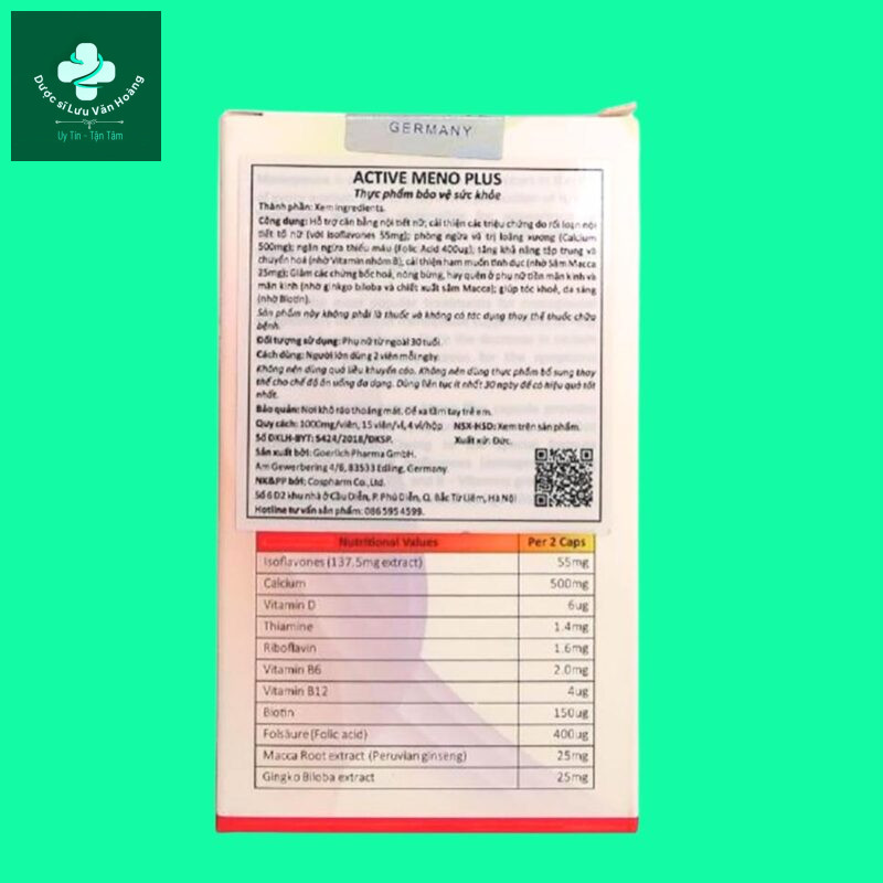 Thuốc Active Meno Plus cân bằng nội tiết - Dược sĩ Lưu Văn Hoàng