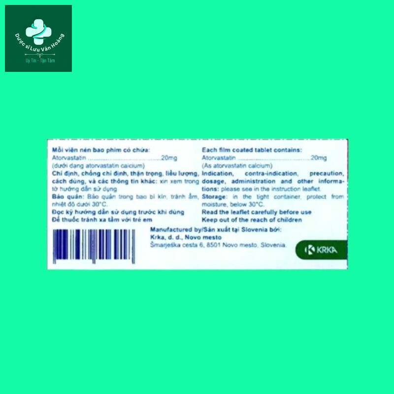 Thuốc Atoris 20mg - Điều trị tăng cholesterol máu - Dược sĩ Lưu Văn Hoàng