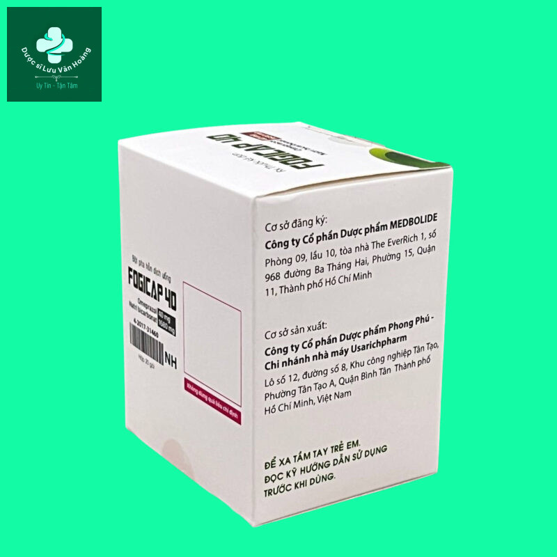 Thuốc Fogicap 40 - Điều trị viêm loét dạ dày, tá tràng - Dược sĩ Lưu ...