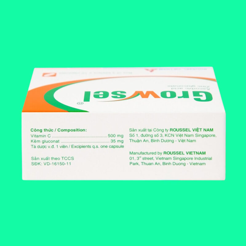 Thuốc Growsel 500mg/ 35mg giúp ngừa, điều trị thiếu kem, vitamin C ...