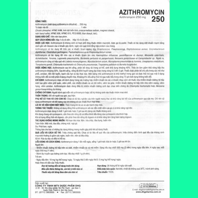 Thuốc Azithromycin 250 DHG - Điều trị nhiễm khuẩn - Dược sĩ Lưu Văn Hoàng
