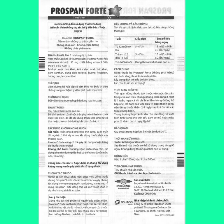 Siro ho cho người lớn Prospan Forte 100ml - Giải pháp điều trị ho hiệu ...