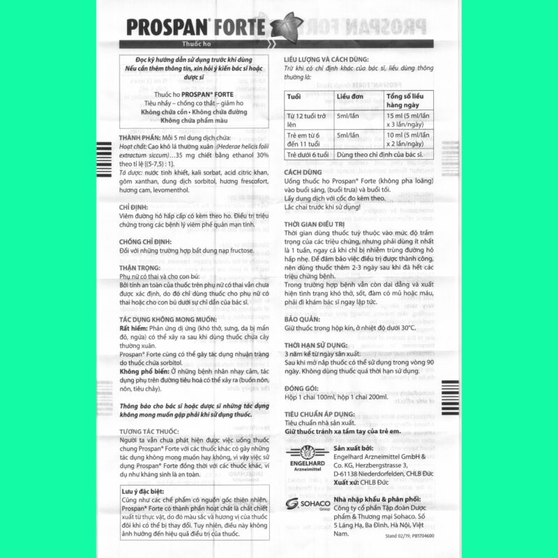 Siro ho cho người lớn Prospan Forte 100ml - Giải pháp điều trị ho hiệu ...