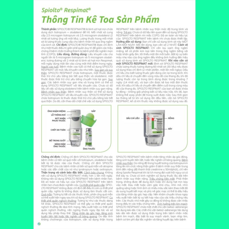 Thuốc Spiolto Respimat 2.5mcg/2.5mcg: Xịt khí dung điều trị tắc nghẽn phế quản - Dược sĩ Lưu Văn ...