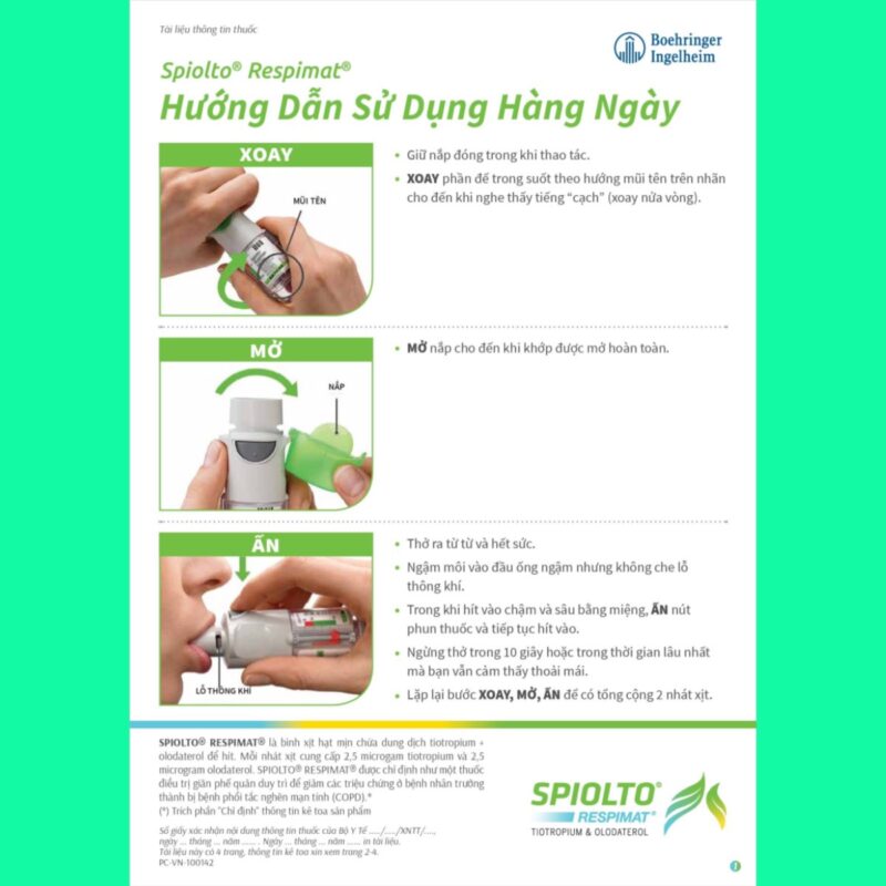 Thuốc Spiolto Respimat 2.5mcg/2.5mcg: Xịt khí dung điều trị tắc nghẽn ...