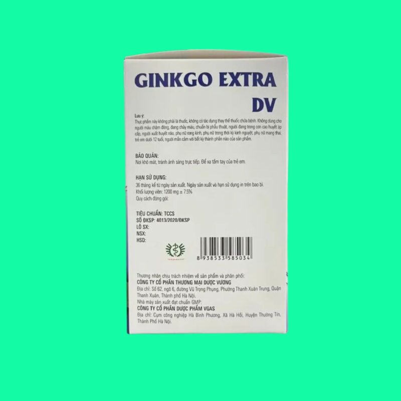 Ginkgo Extra DV cải thiện trí nhớ, tăng cường tuần hoàn máu não - Dược ...