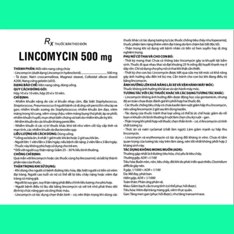 Thuốc Lincomycin 500mg Domesco: Điều trị tình trạng nhiễm khuẩn nặng ...