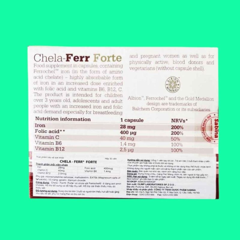 Viên Chela-Ferr Forte bổ sung sắt cho bà bầu, mẹ cho con bú - Dược sĩ ...