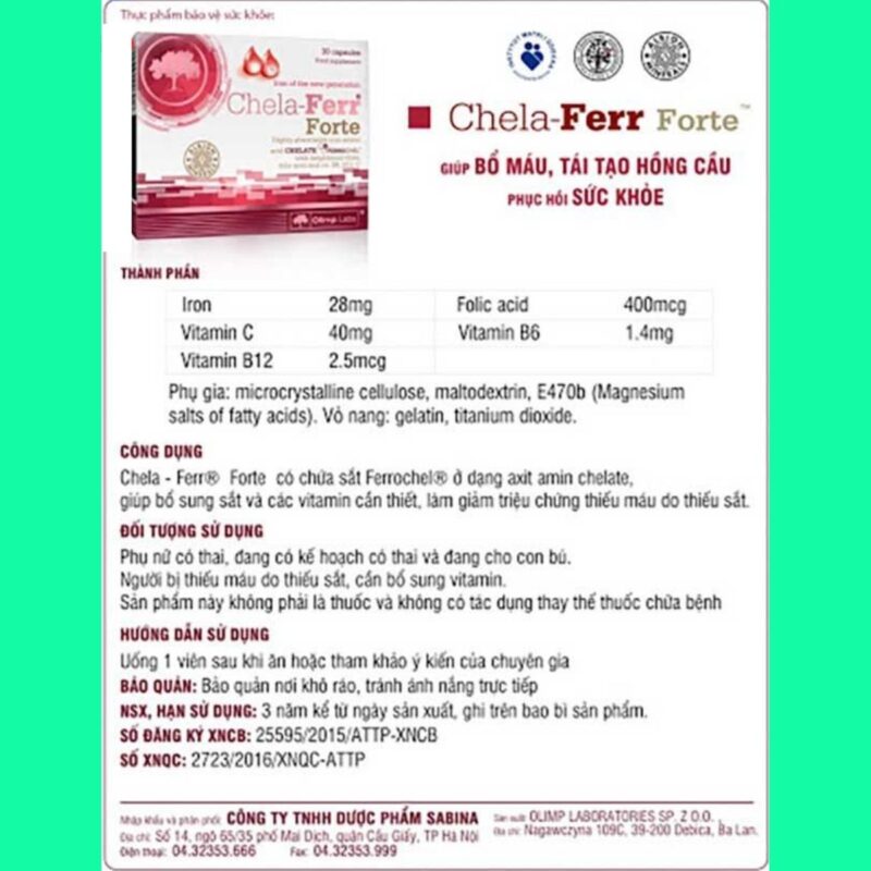 Viên Chela-Ferr Forte bổ sung sắt cho bà bầu, mẹ cho con bú - Dược sĩ ...