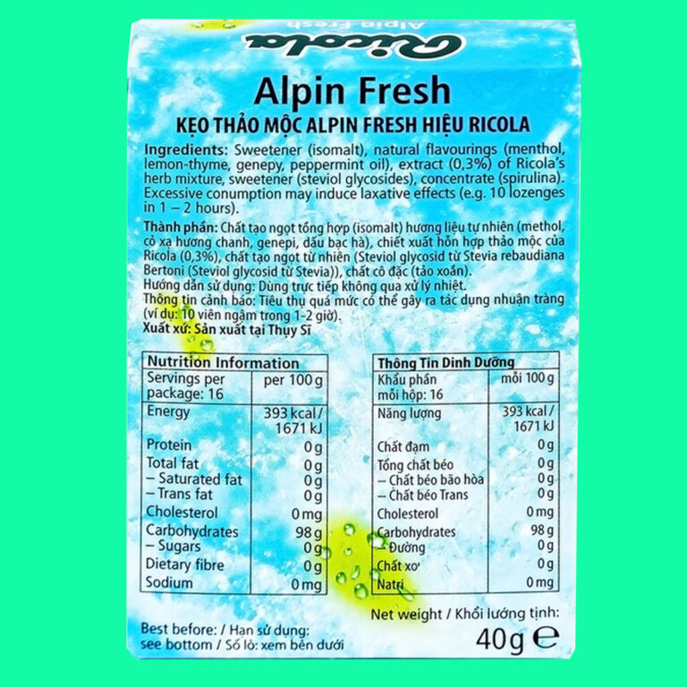 Kẹo ngậm không đường Ricola Alpin Fresh đẩy lùi triệu chứng ho - Dược ...