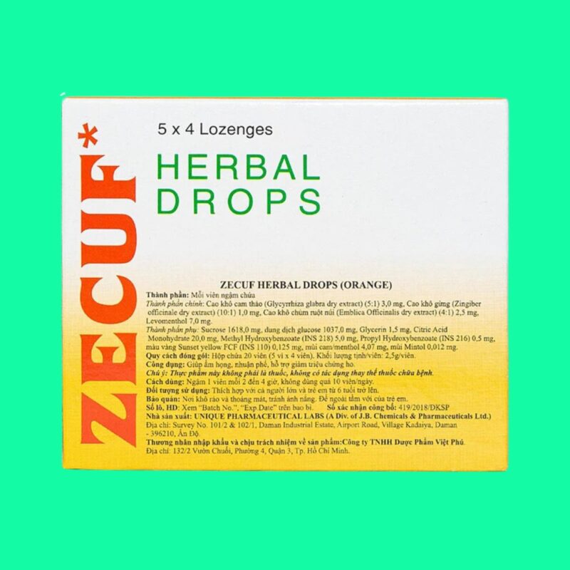 Viên ngậm Zecuf Herbal Drops Orange giảm ho, ấm họng nhuận phế - Dược ...