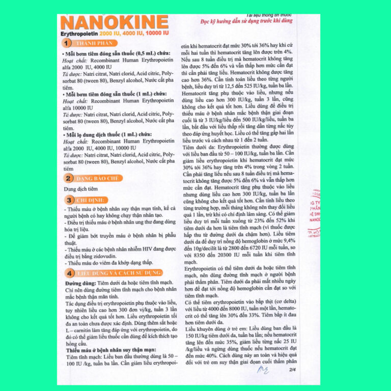 Thuốc Nanokine 2000 IU/1ml điều trị thiếu máu - Dược sĩ Lưu Văn Hoàng
