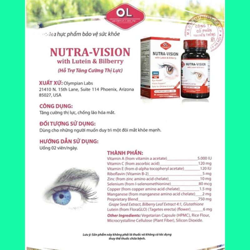Nutra-Vision thuốc bổ mắt cận thị của Mỹ - Dược sĩ Lưu Văn Hoàng