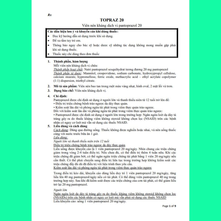 Thuốc Topraz 20 giải pháp hiệu quả cho bệnh trào ngược - Dược sĩ Lưu ...
