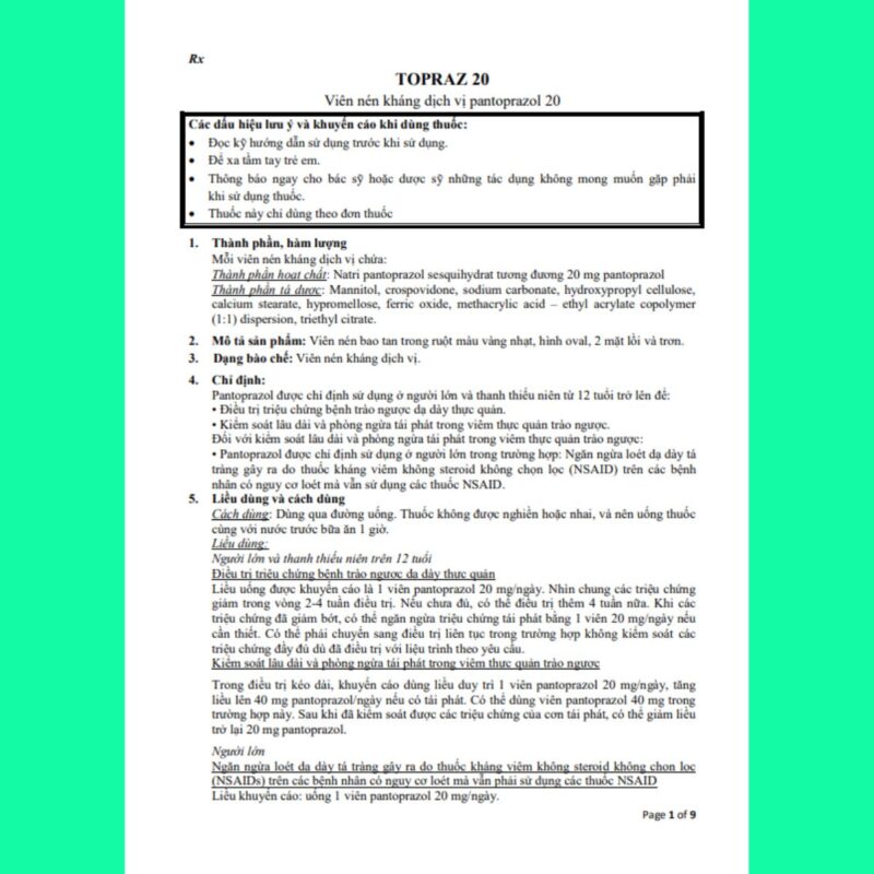 Thuốc Topraz 20 giải pháp hiệu quả cho bệnh trào ngược - Dược sĩ Lưu ...